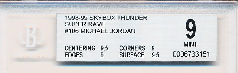 Skybox 1998-1999 Thunder Super Rave #106 Michael Jordan 21/25 / BGS Gr ...