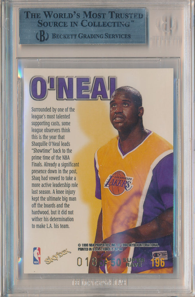 SkyBox 1997-1998 Z-Force Super Rave #196 Shaquille O'neal 18/50 / BGS ...